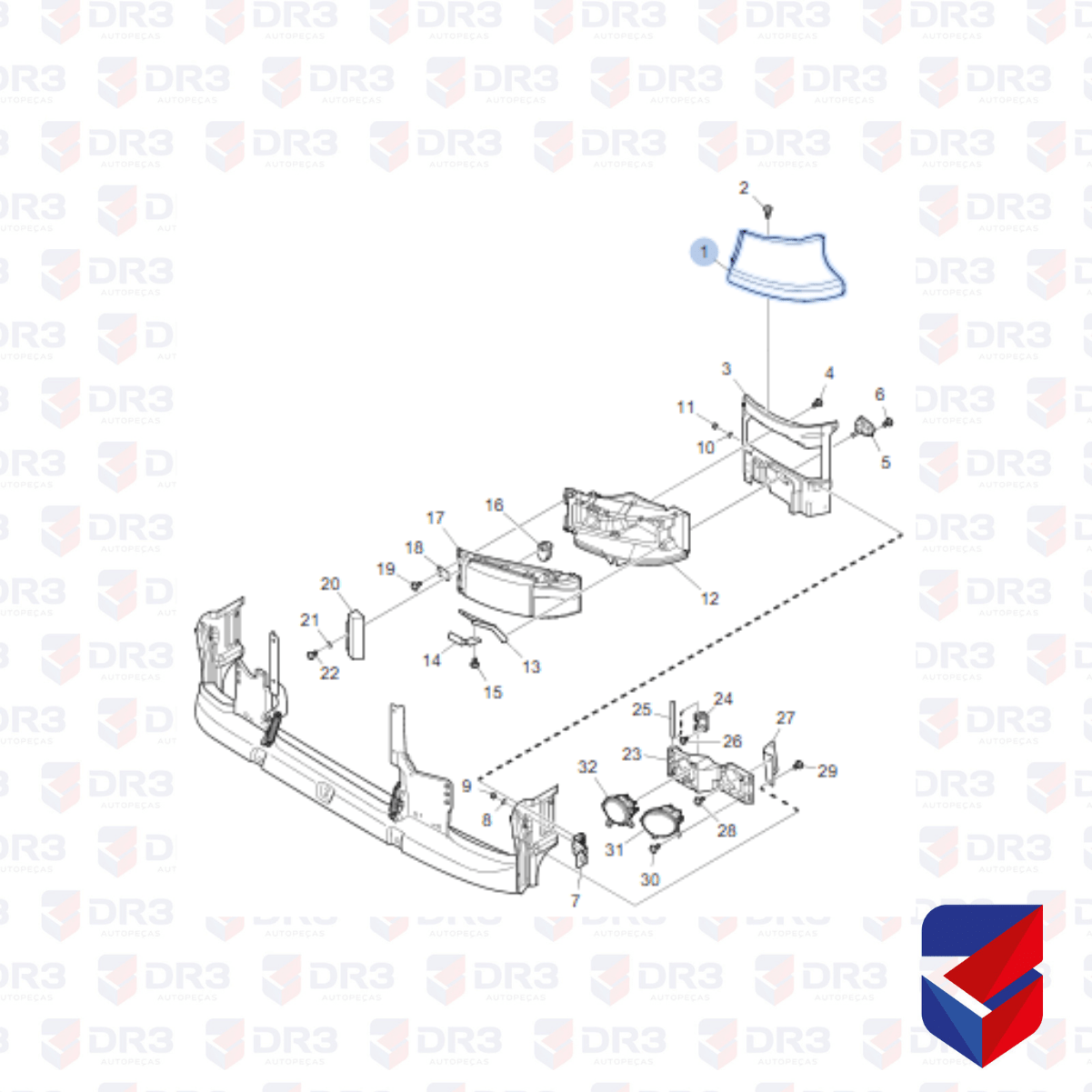 Acabamento Bojo Farol Scania R Highline LE 1431922 Fabbof - Loja DR3