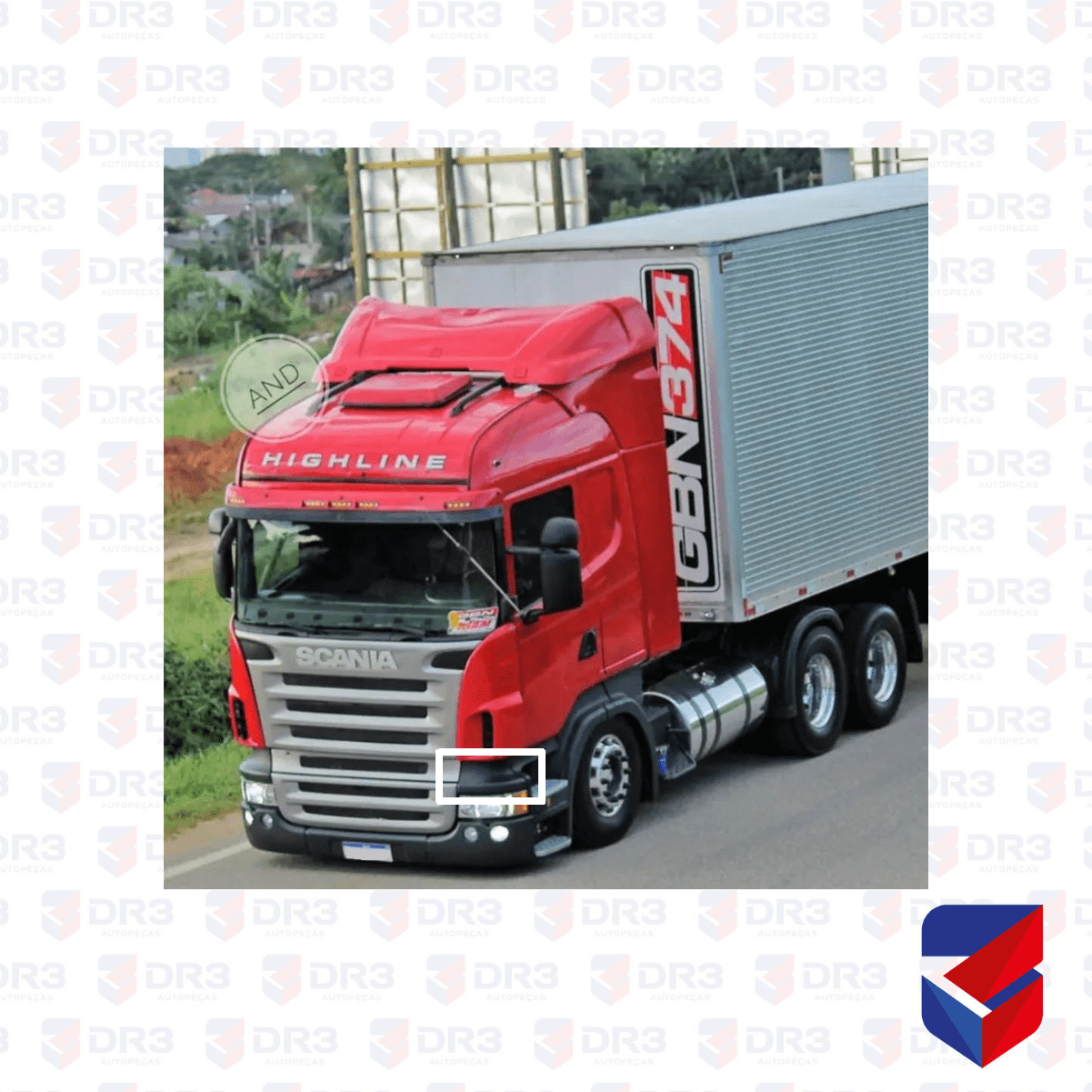 Acabamento Bojo Farol Scania R Highline LE 1431922 Fabbof - Loja DR3