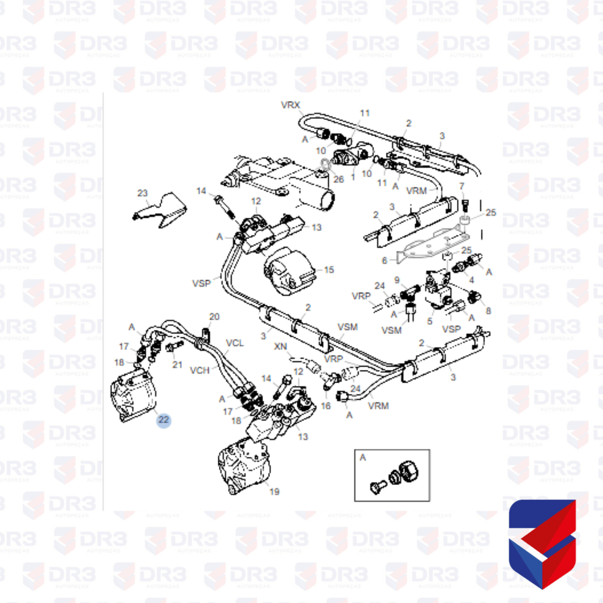 Chicote Caixa de Cambio Scania S4 S5 1484809 1484807 Original - Loja DR3